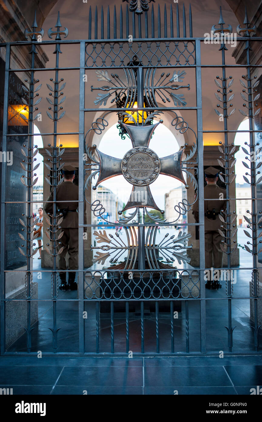 Pilsudski Square downtown Warsaw, Poland. Tomb of the Unknown Soldier ...