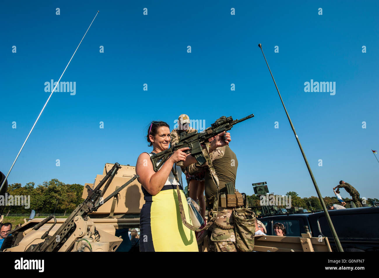 Display of military equipment and weapons for the general public in ...