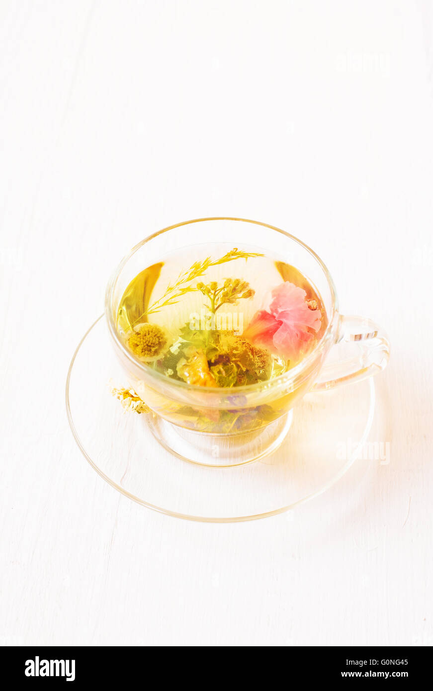 Rose tea on wood Cut Out Stock Images & Pictures - Alamy