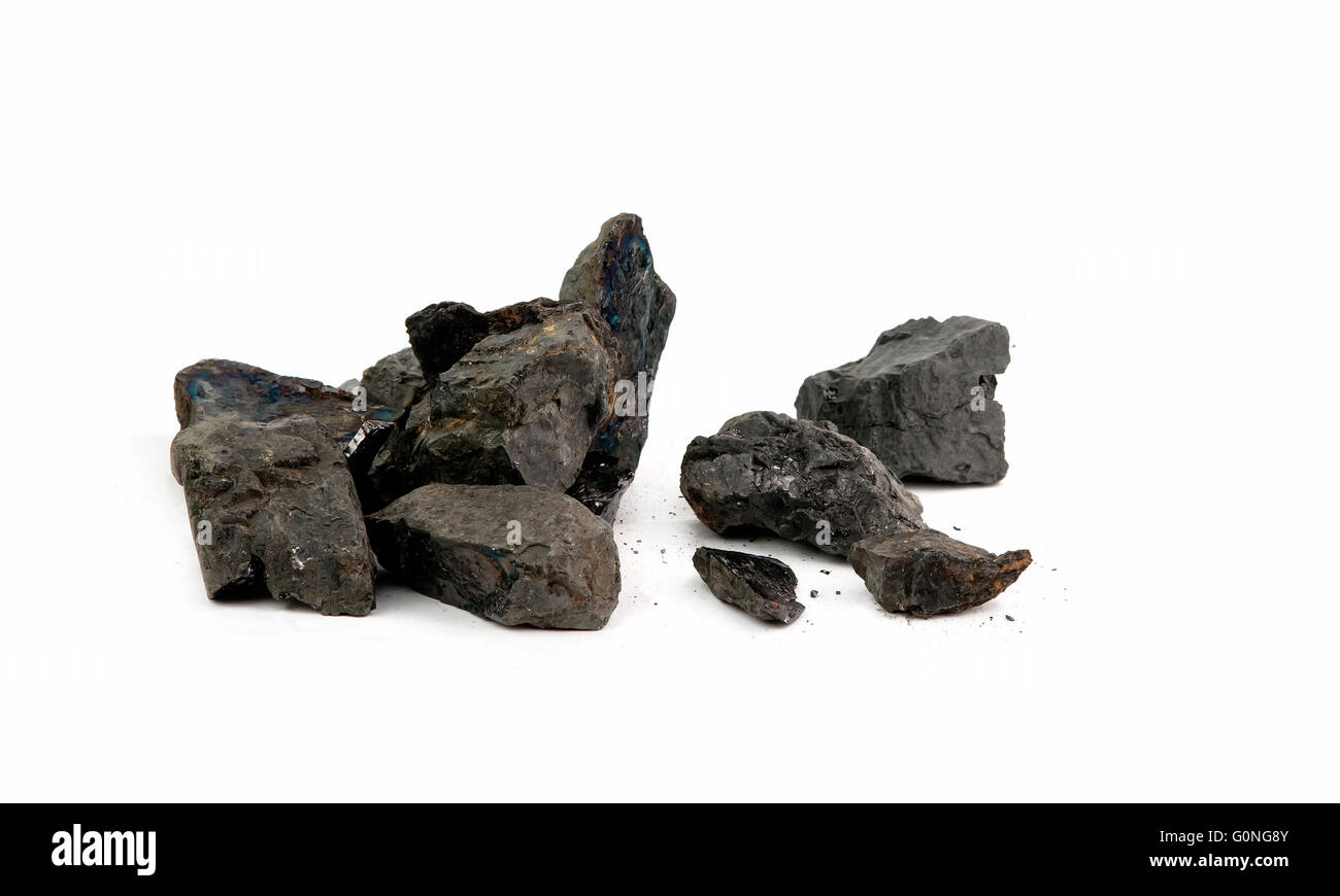 Large coal lump isolated on white background Stock Photo - Alamy