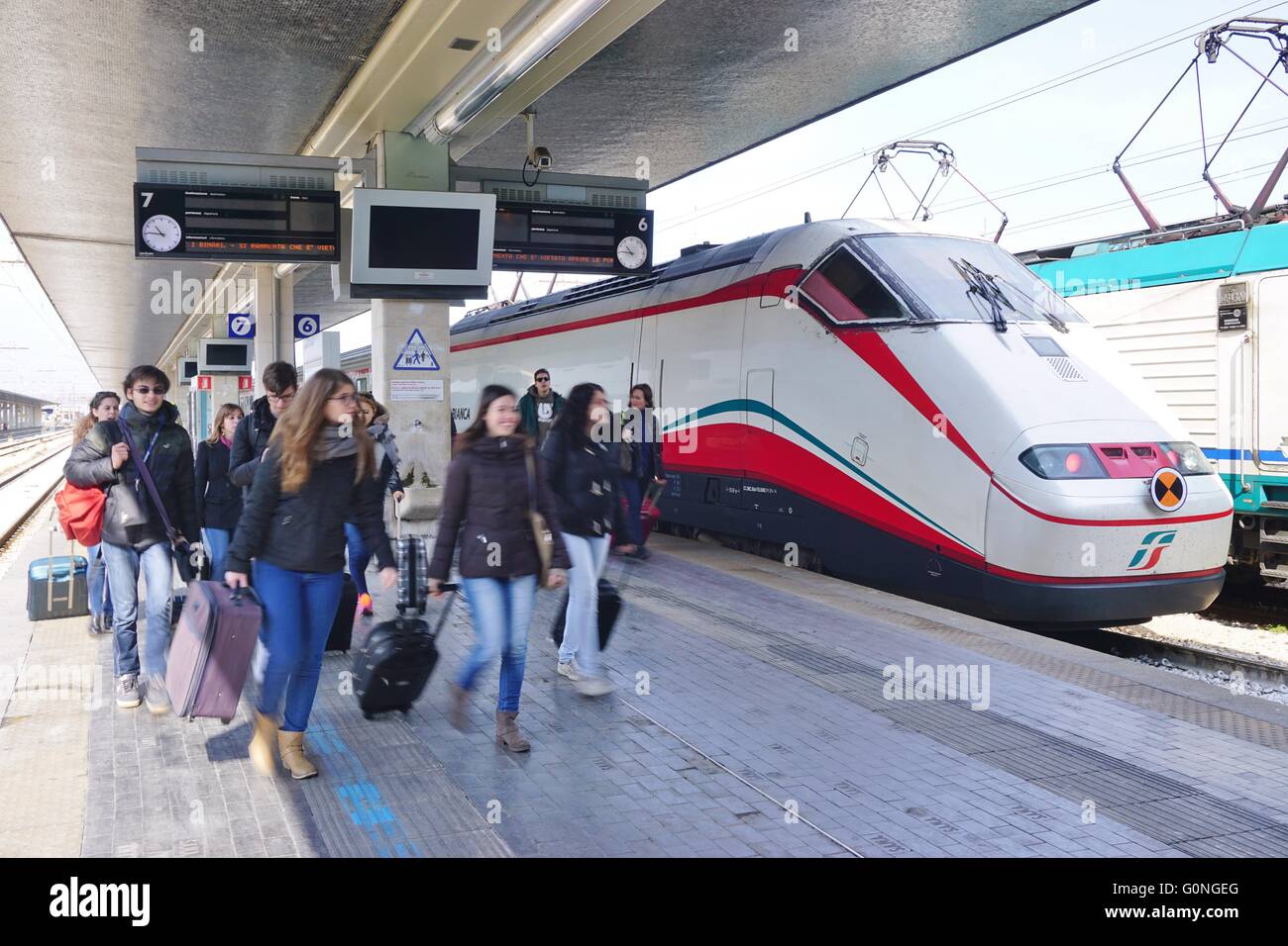 Trenitalia high speed trains (Italo, Frecciarossa and Frecciabianca) at ...