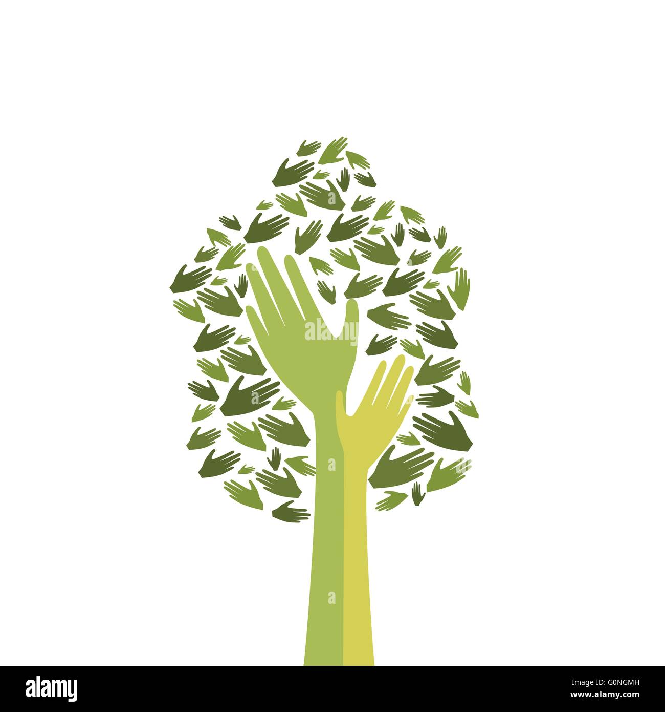 Green Tree With Hand Logo Icon Flat Stock Vector Image & Art - Alamy