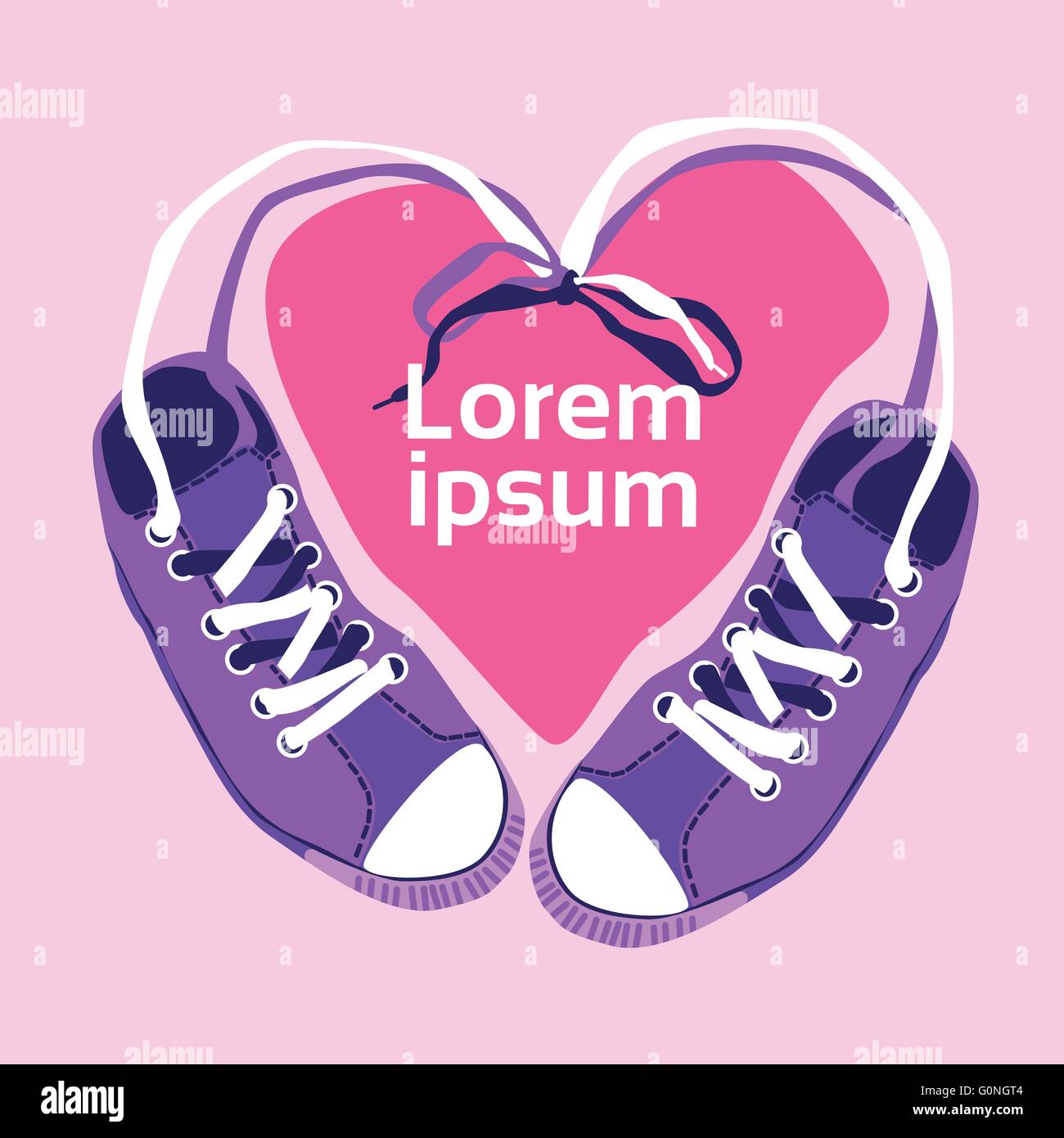 Sneaker Pair Lace Make Heart Shape With Copy Space Training Shoe Foot ...