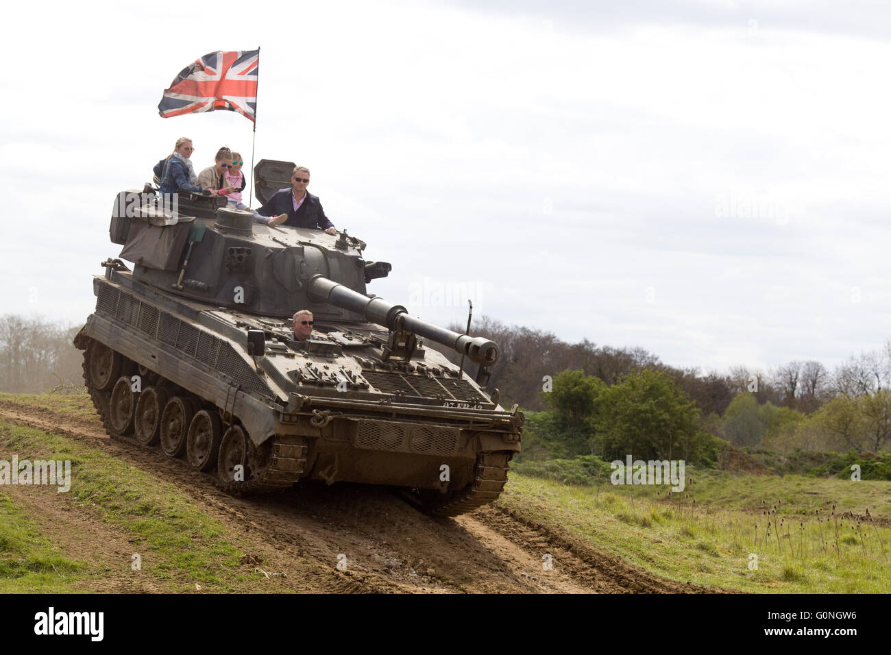 British Military tank giving rides to the public Stock Photo - Alamy