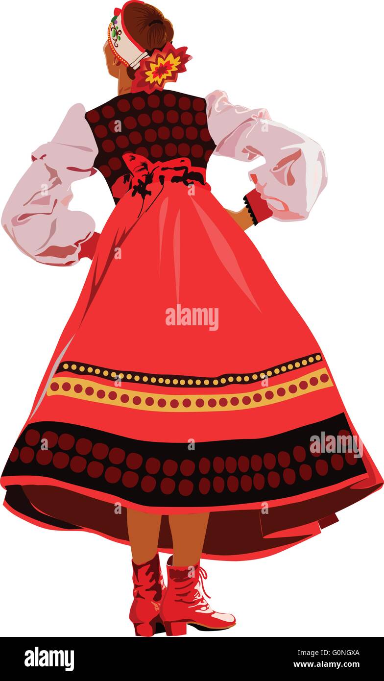 The girl in national costume dancing on stage Stock Vector Image & Art ...