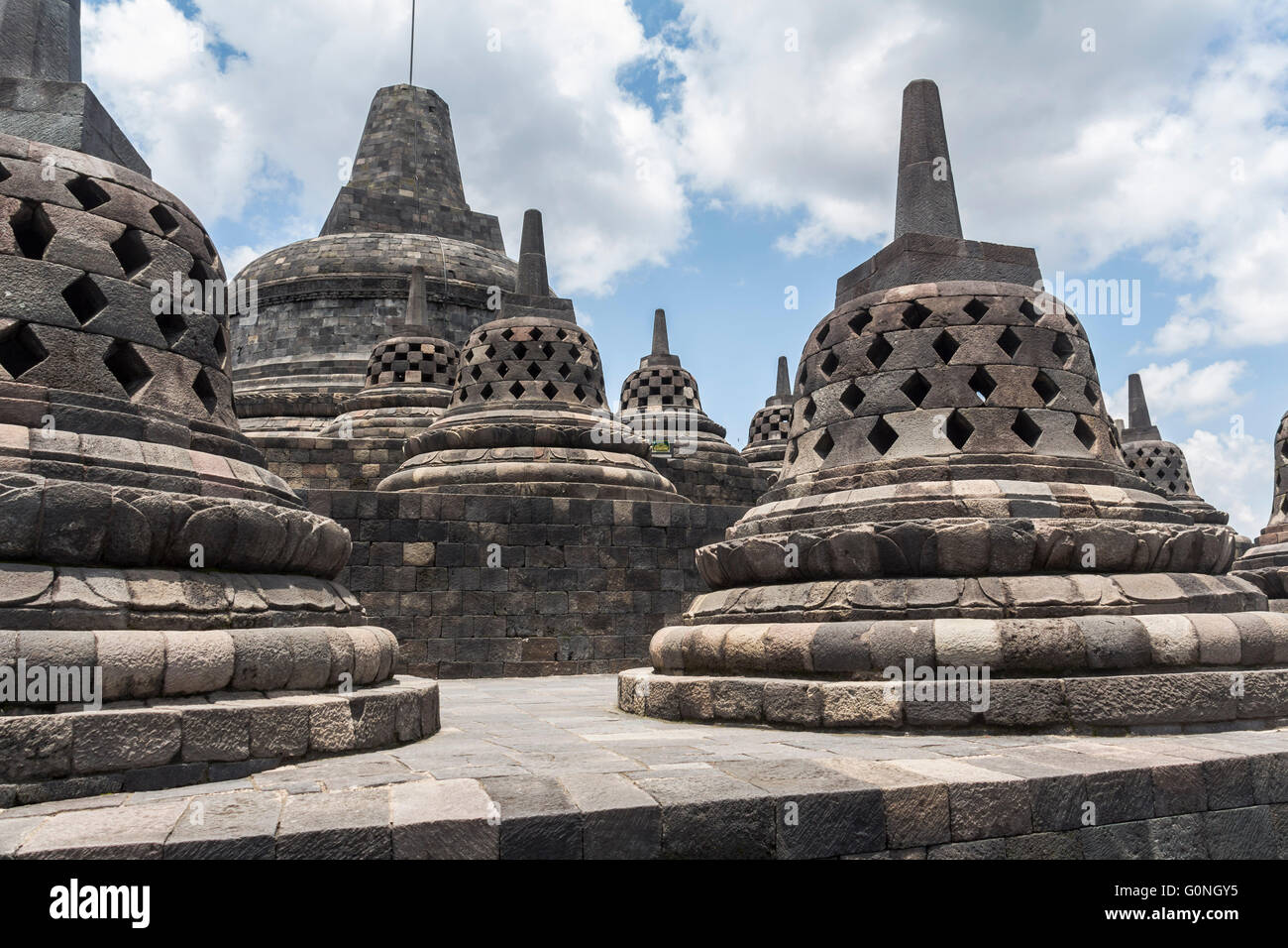 Ancient stupas inside borobudur temple hi-res stock photography and ...