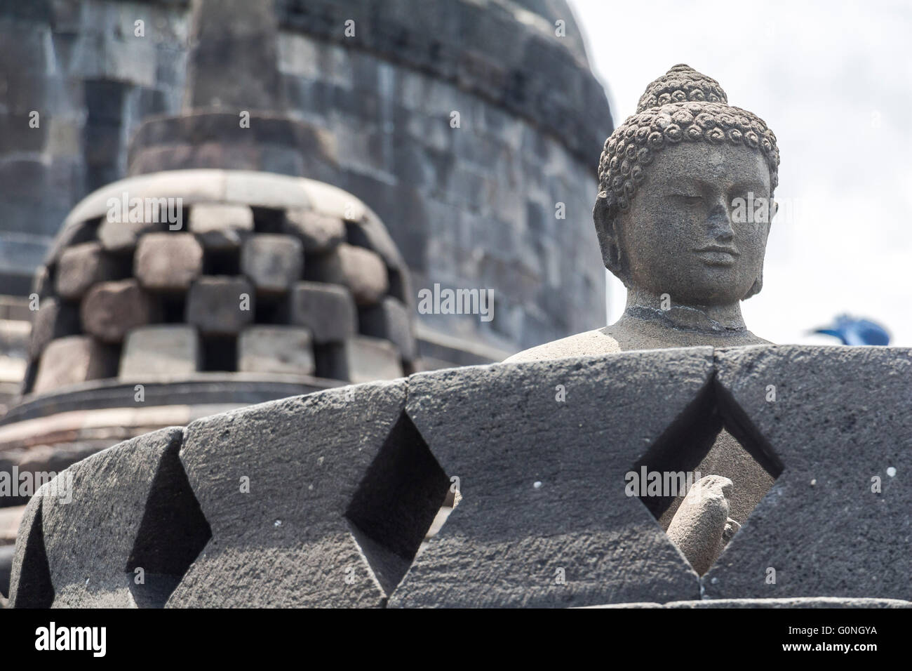 Ancient stupas inside Borobudur temple Stock Photo - Alamy