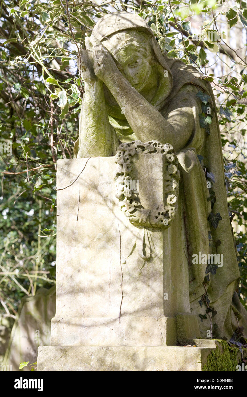 Damaged and fallen old graves and headstones in an Ancient Burial ...