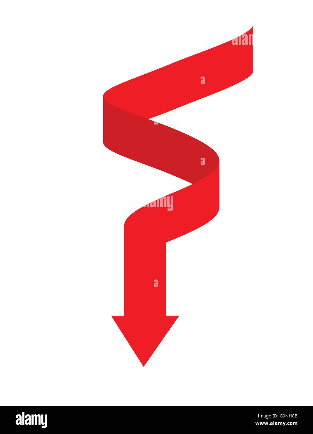 illustration bright red arrows showing the direction to the bottom ...