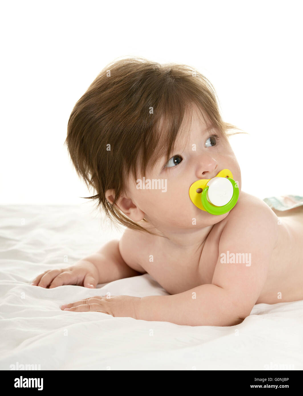 Adorable baby girl with pacifier Stock Photo - Alamy