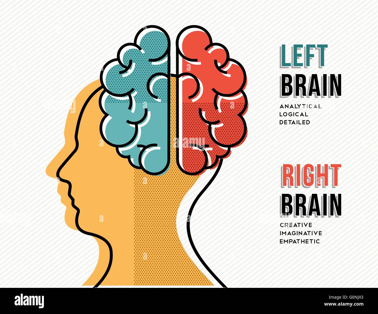 Concept design of human head silhouette with left and right brain ...