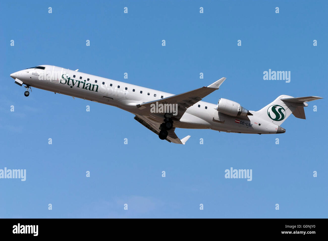 Styrian Spirit Bombardier CRJ-702 (CL-600-2C10) taking off from runway ...