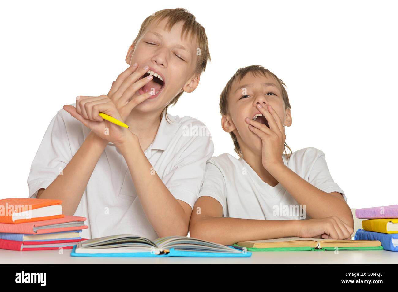 brothers doing homework Stock Photo - Alamy