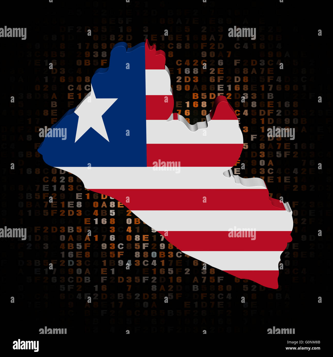 Liberia map flag on hex code illustration Stock Photo - Alamy