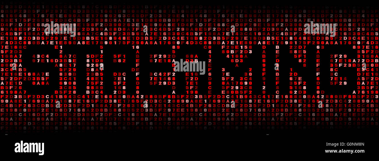 Streaming text on hex code illustration Stock Photo - Alamy