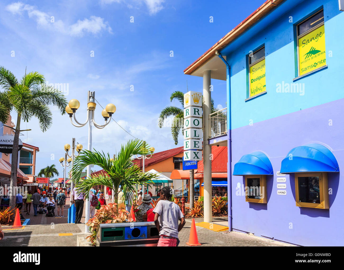 Duty free shops in the port area of St John's, capital city, in the ...