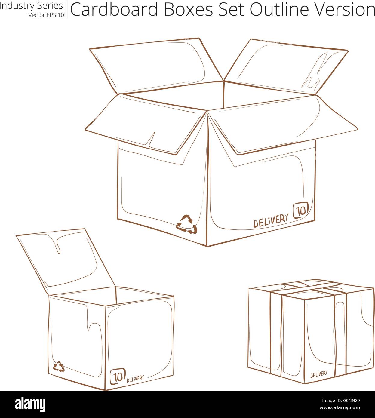 Abstract set of Cardboard Boxes. Outline series. Vector EPS10 Stock ...