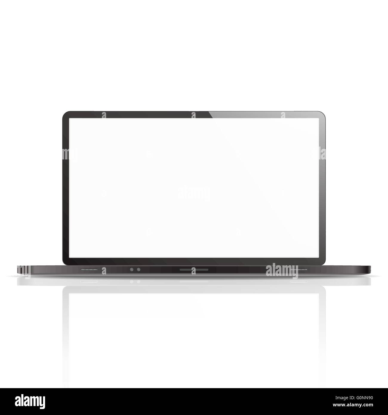 Vector of Non Branded Laptop with blank screen for copy space. Ground ...