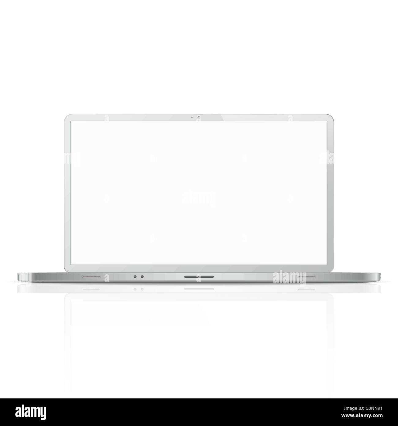 Vector of Non Branded Laptop with blank screen for copy space. Ground ...
