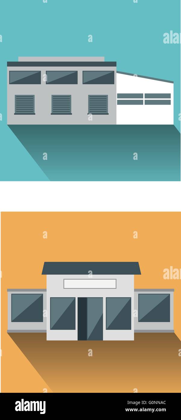 Flat icons of Distribution and Retail buildings Stock Vector Image ...