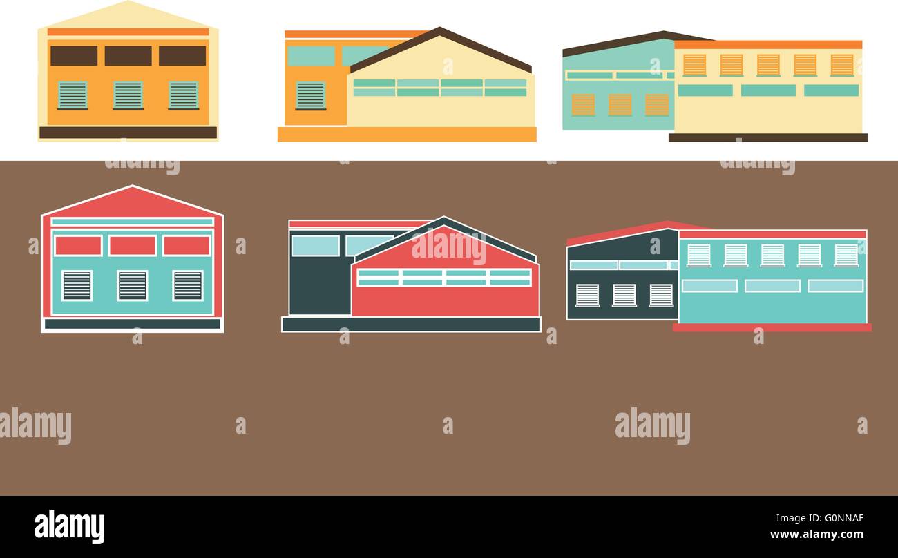 Flat icons of Warehouse and Distribution buildings Stock Vector Image ...