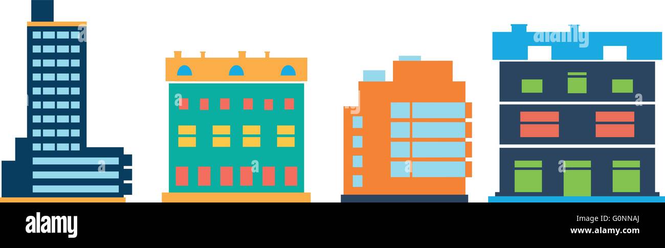 Flat icons of Commercial buildings Stock Vector Image & Art - Alamy