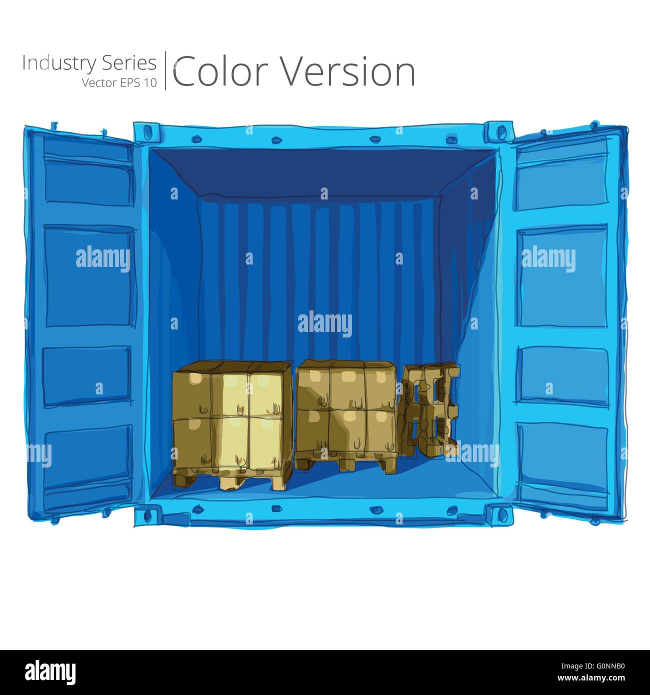 Blue cargo container pallets cardboard Stock Vector Images - Alamy