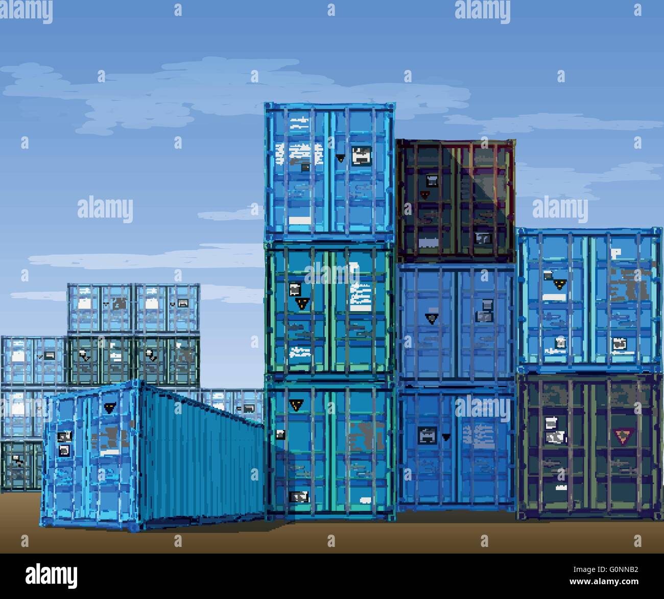 Vector illustration of Containers with background, Color Series Stock ...