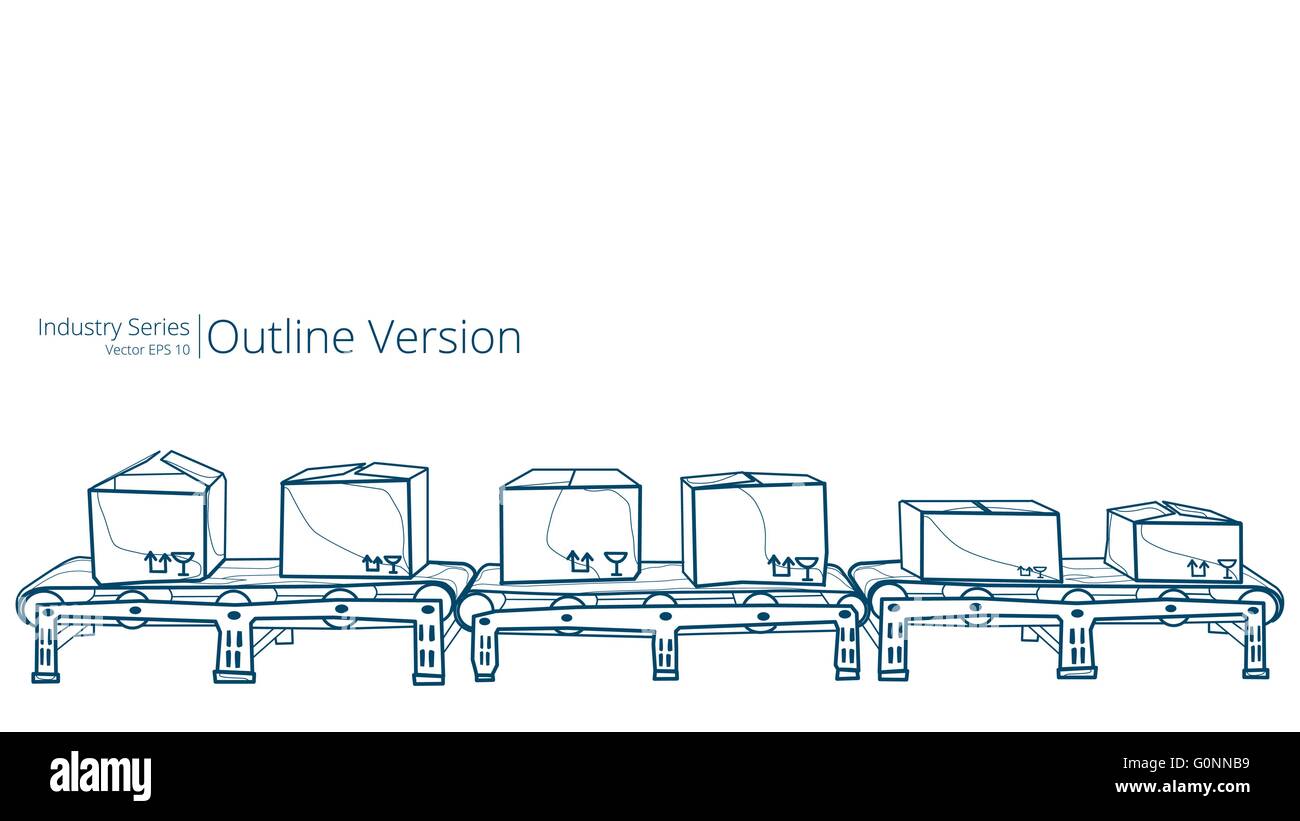 Vector illustration of conveyor belt, Outline Series Stock Vector Image ...