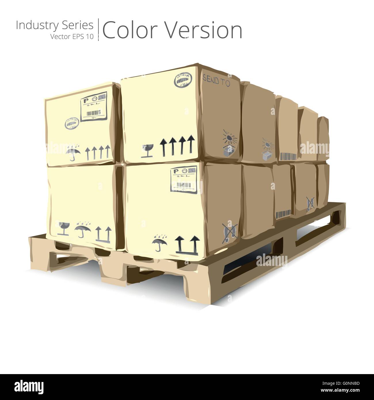 Vector illustration of Pallet with Boxes, Color Series Stock Vector ...