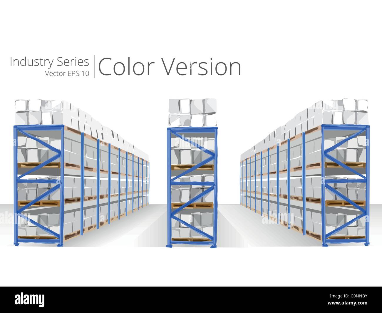 Vector illustration of Warehouse Shelves, Color Series Stock Vector ...