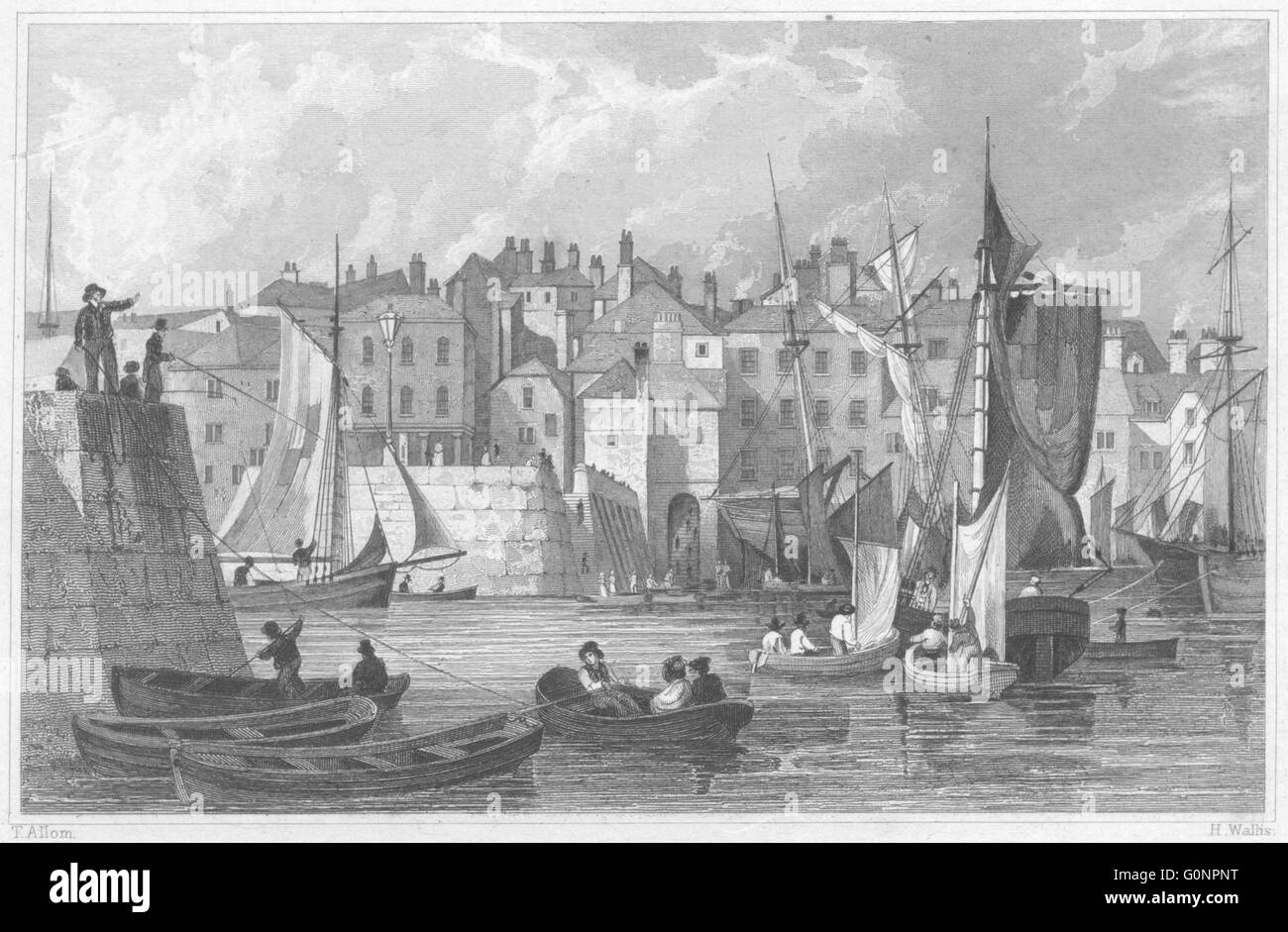 DEVON: The Barbican Pool, &c., Plymouth, antique print 1829 Stock Photo ...