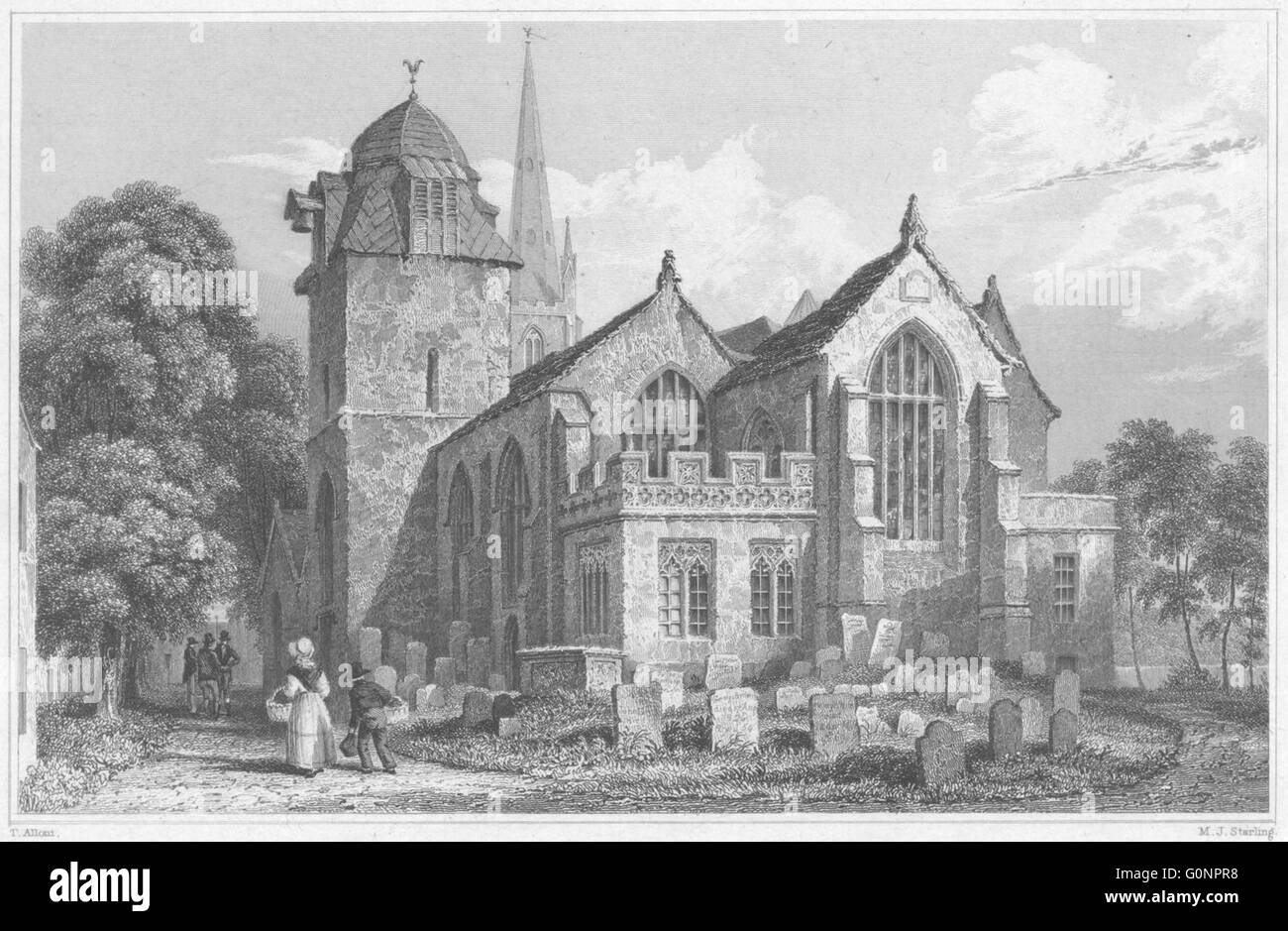 DEVON: Great Torrington Church, antique print 1829 Stock Photo - Alamy