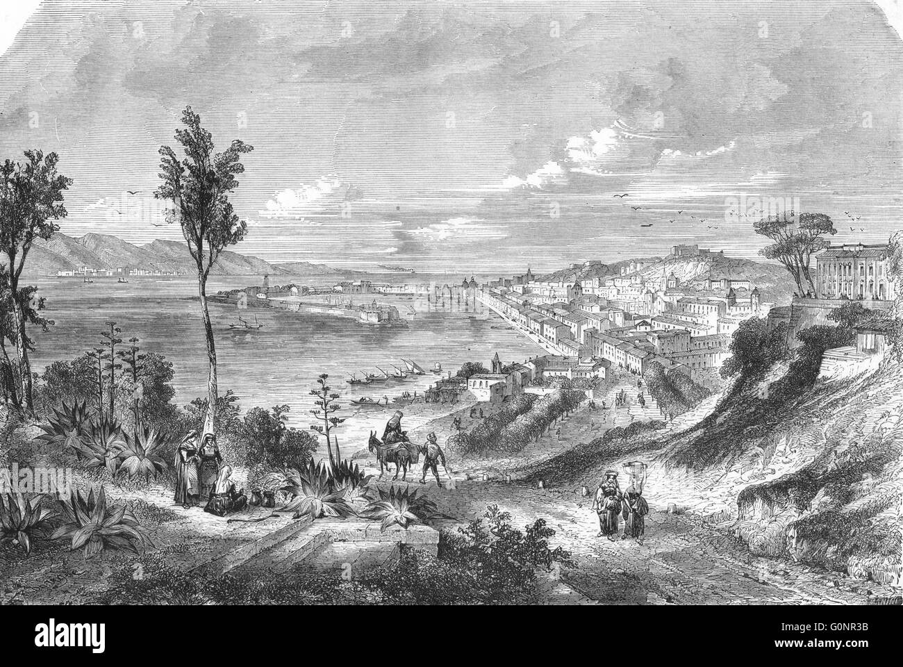 ITALY: Sicily: Marina, Sea view at Messina, antique print 1870 Stock ...