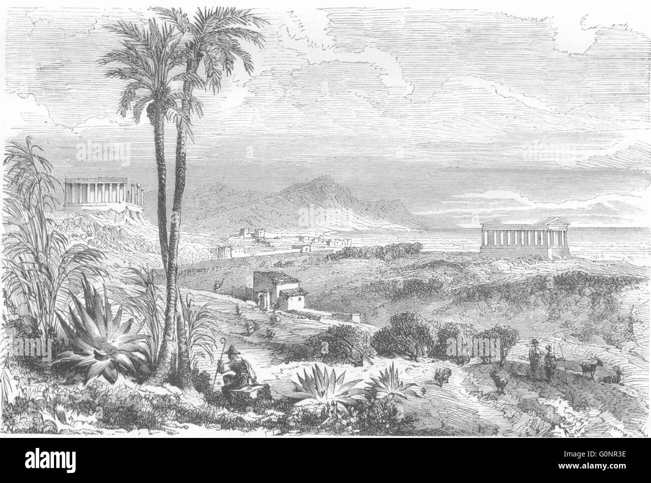 ITALY: Sicily: Ruins, Agrigentum(Girgenti), antique print 1870 Stock ...