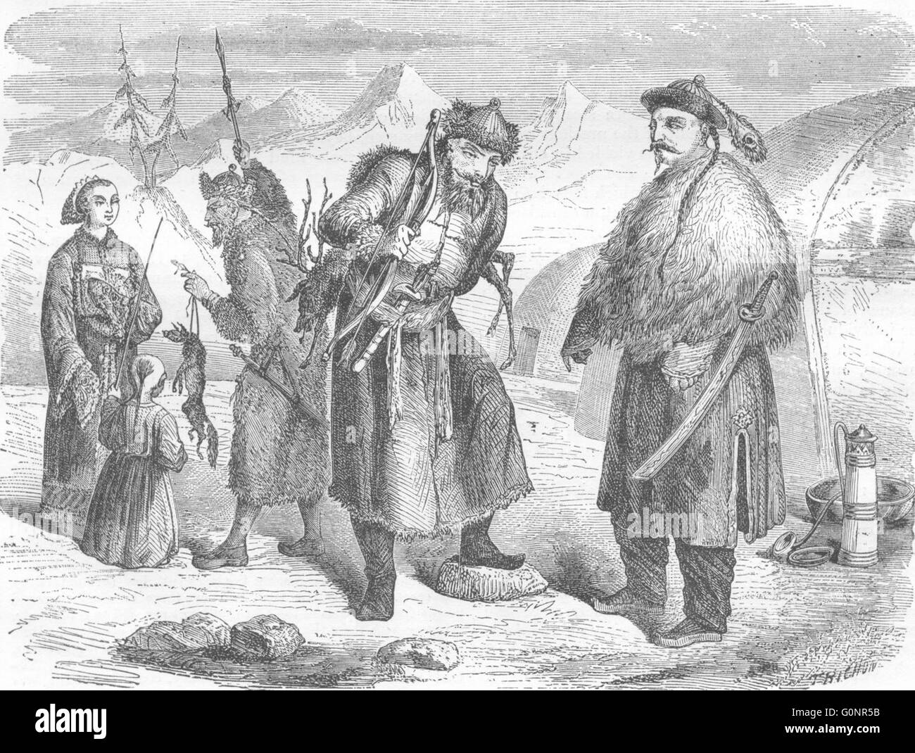 CHINA: Amoor: Mantchurians Tungusians Trans-Baikal, antique print 1870 ...