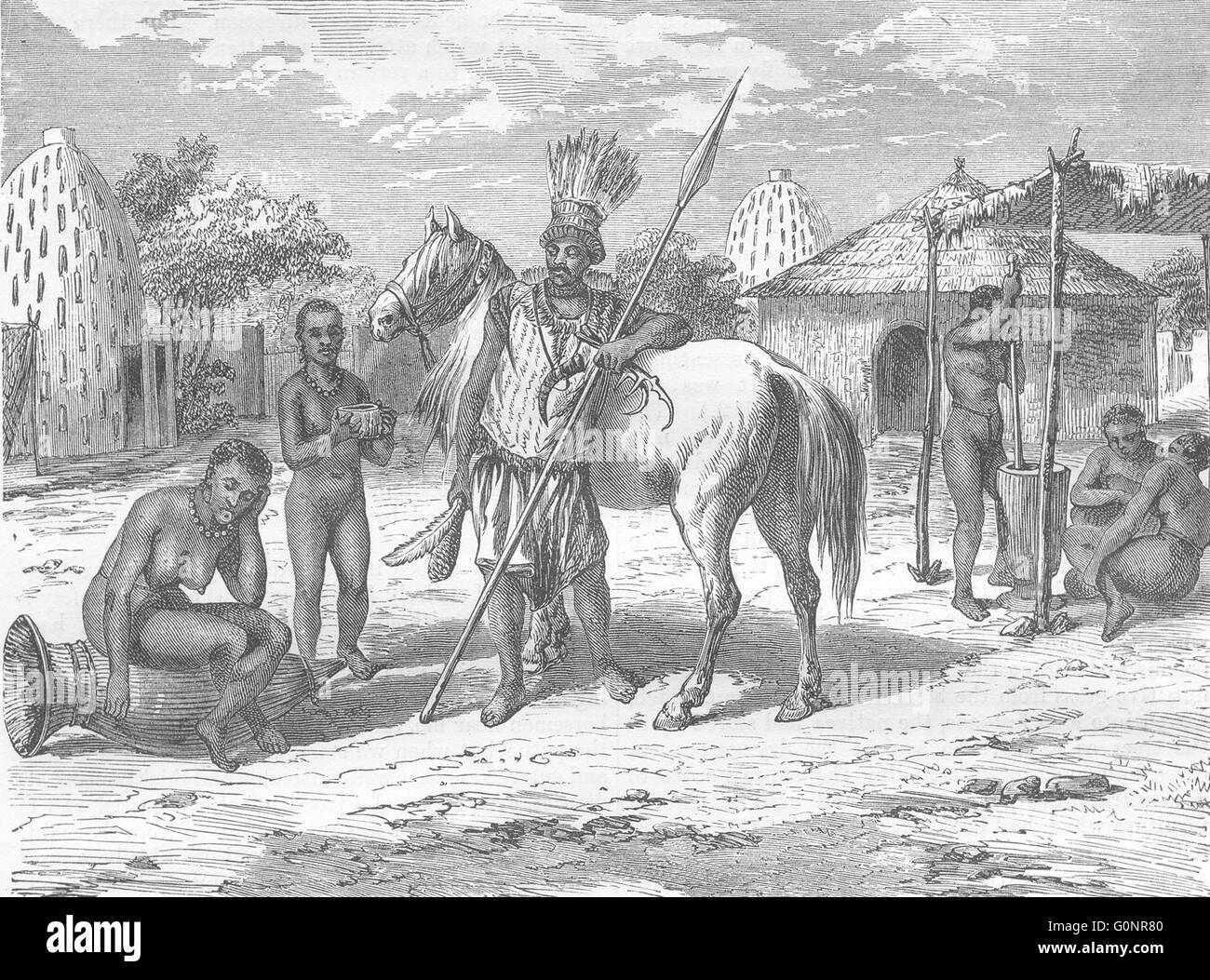 CAMEROON: Musgu Chief, antique print 1870 Stock Photo - Alamy