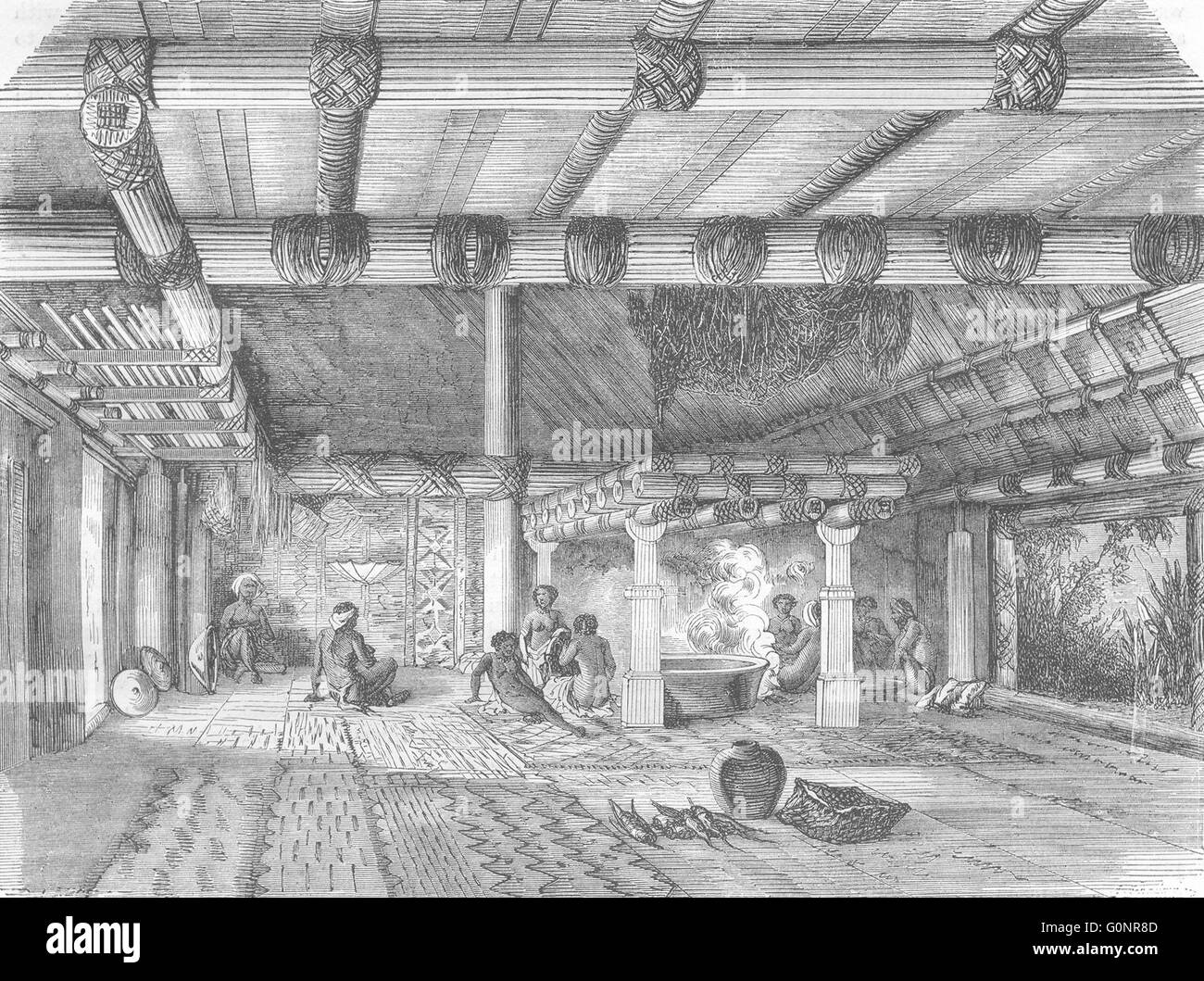 FIJI: Strangers House Inn in Islands, antique print 1870 Stock Photo ...