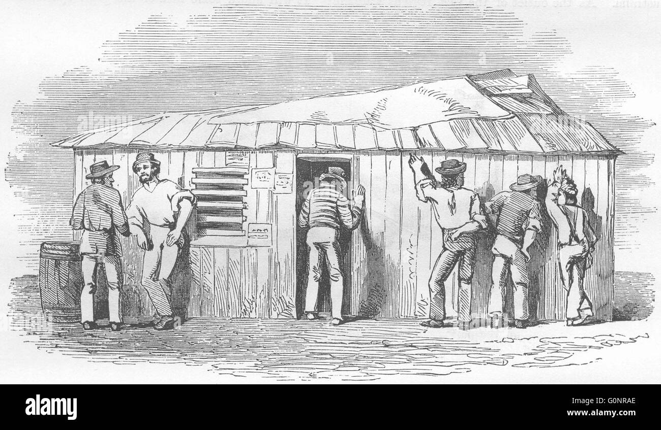 AUSTRALIA: Post-Office, Sofala, Turon river, antique print 1870 Stock ...