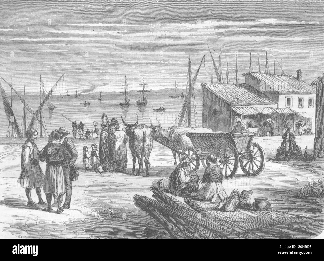 GREECE: Athens: Piraeus, antique print 1871 Stock Photo - Alamy