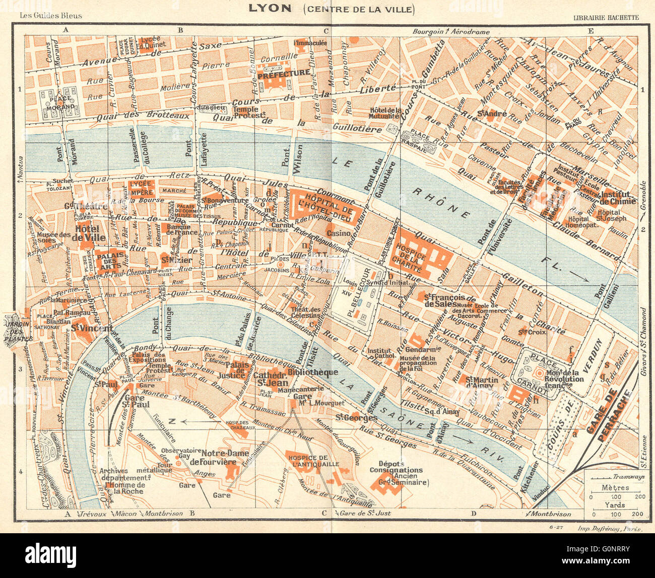Vintage map of lyon hi-res stock photography and images - Alamy