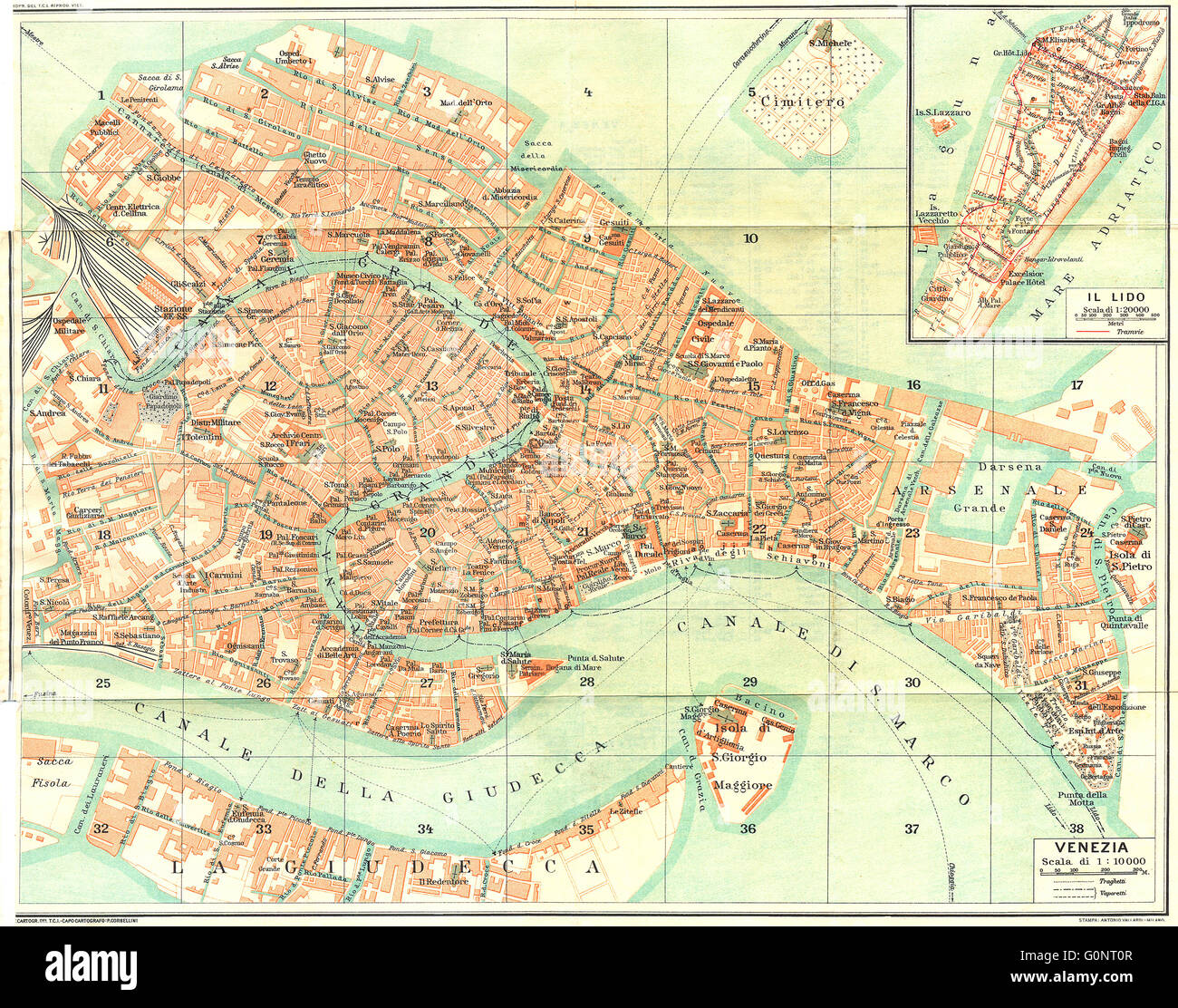 VENICE: Venise: Venezia, 1926 vintage map Stock Photo - Alamy