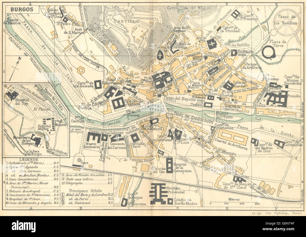 SPAIN: Burgos, 1921 vintage map Stock Photo - Alamy