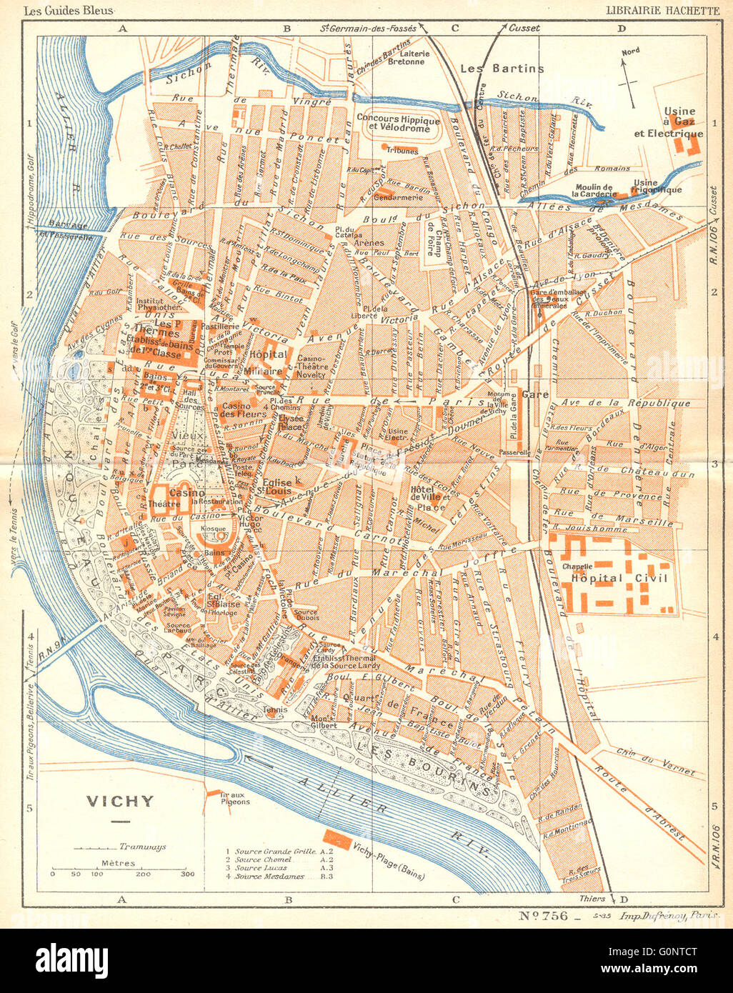 ALLIER: Vichy, 1935 vintage map Stock Photo - Alamy