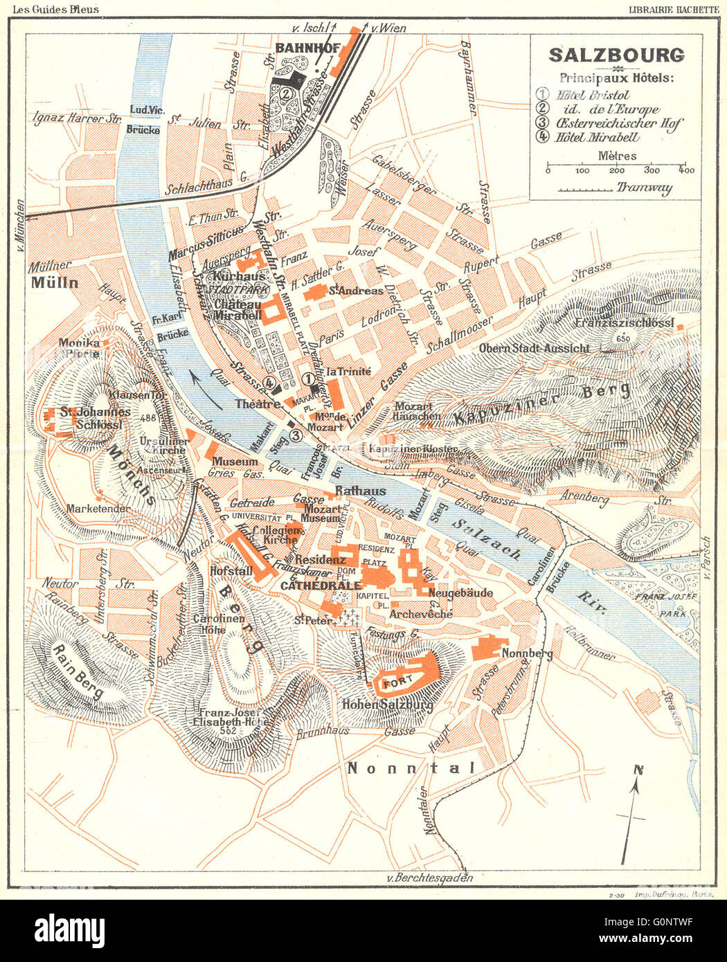AUSTRIA: Salzburg, 1914 antique map Stock Photo - Alamy