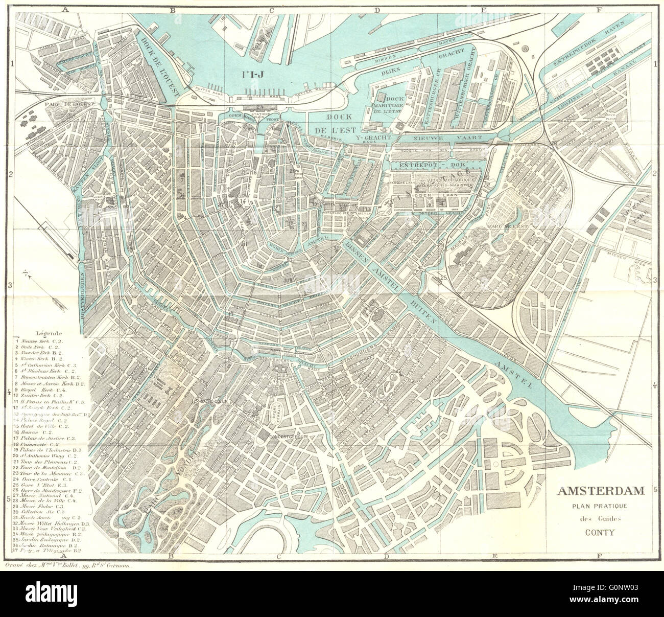 NETHERLANDS: Amsterdam map, 1909 Stock Photo - Alamy