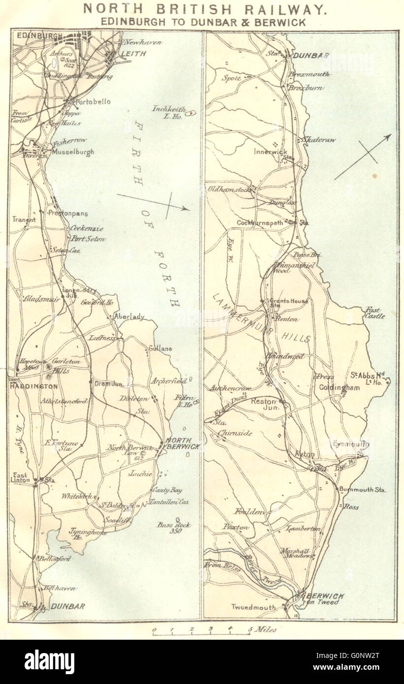 NORTH BRITISH RAILWAY: Edinburgh to Dunbar & Berwick-upon-Tweed, 1887 ...