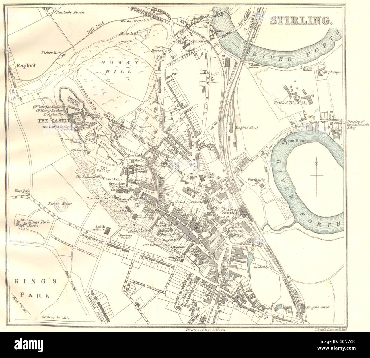 SCOTLAND: Stirling town plan, 1887 antique map Stock Photo - Alamy