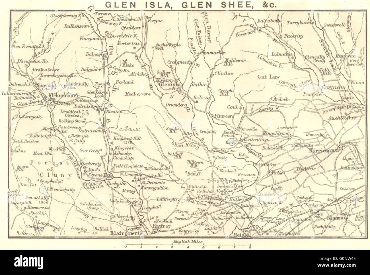 SCOTLAND: Glen Isla, Shee, 1887 antique map Stock Photo - Alamy
