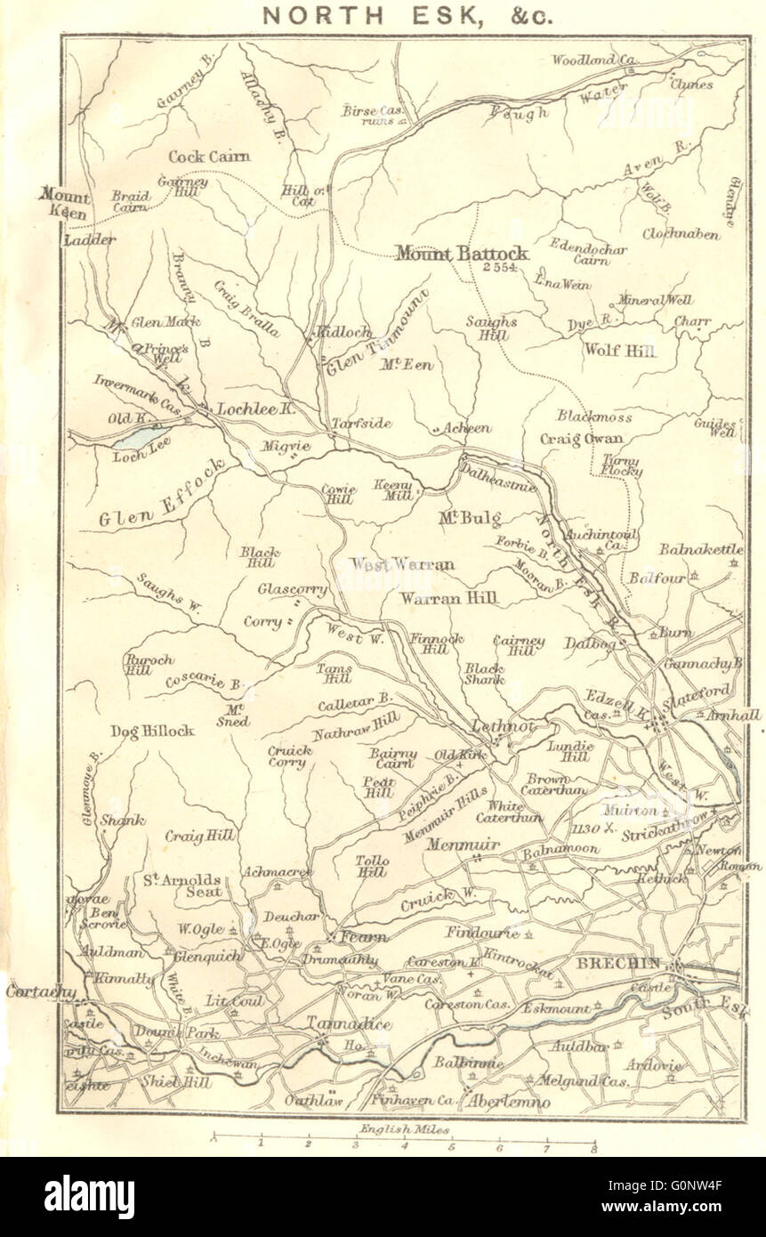 SCOTLAND: North Esk, 1887 antique map Stock Photo - Alamy